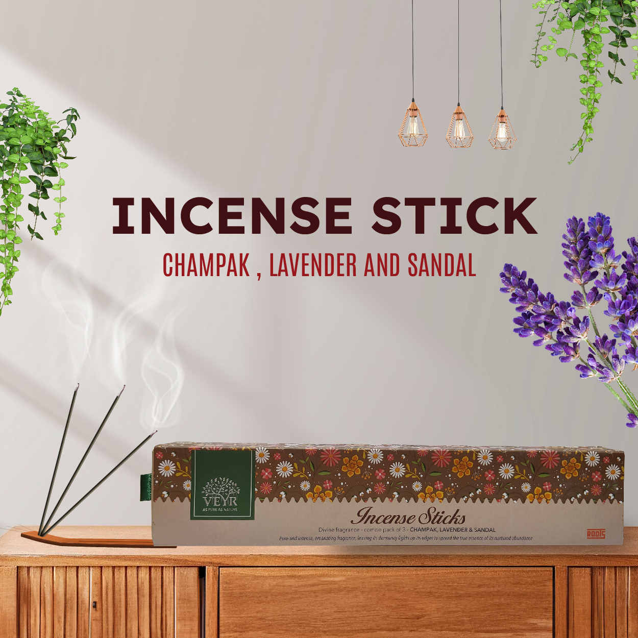 Incense Sticks – Champak , Lavender and Sandal - Roots Veyr